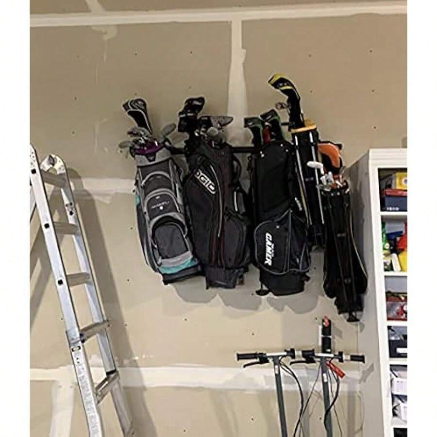 Golf Club Organizer Garage Wall Mount Bag Rack Heavy Duty Hanger For ...
