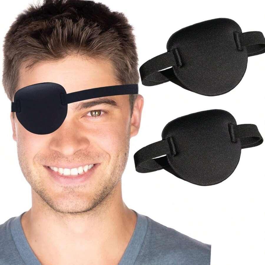 2 Pcs 3D Adjustable Eyepatch For Right Or Left Eye, Adults And Kids One ...