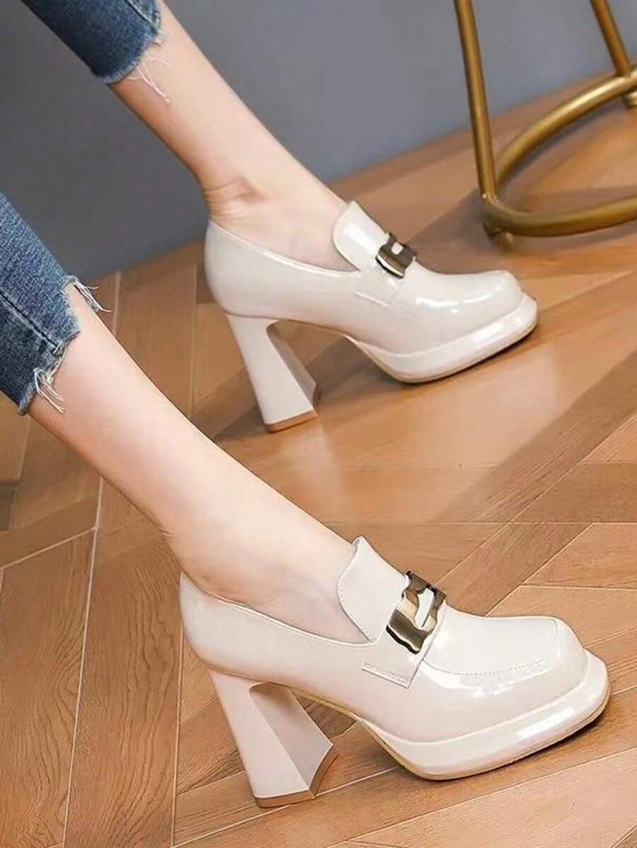 2025 Spring Elegant Square Toe High Heel Shoes, Comfortable Waterproof ...