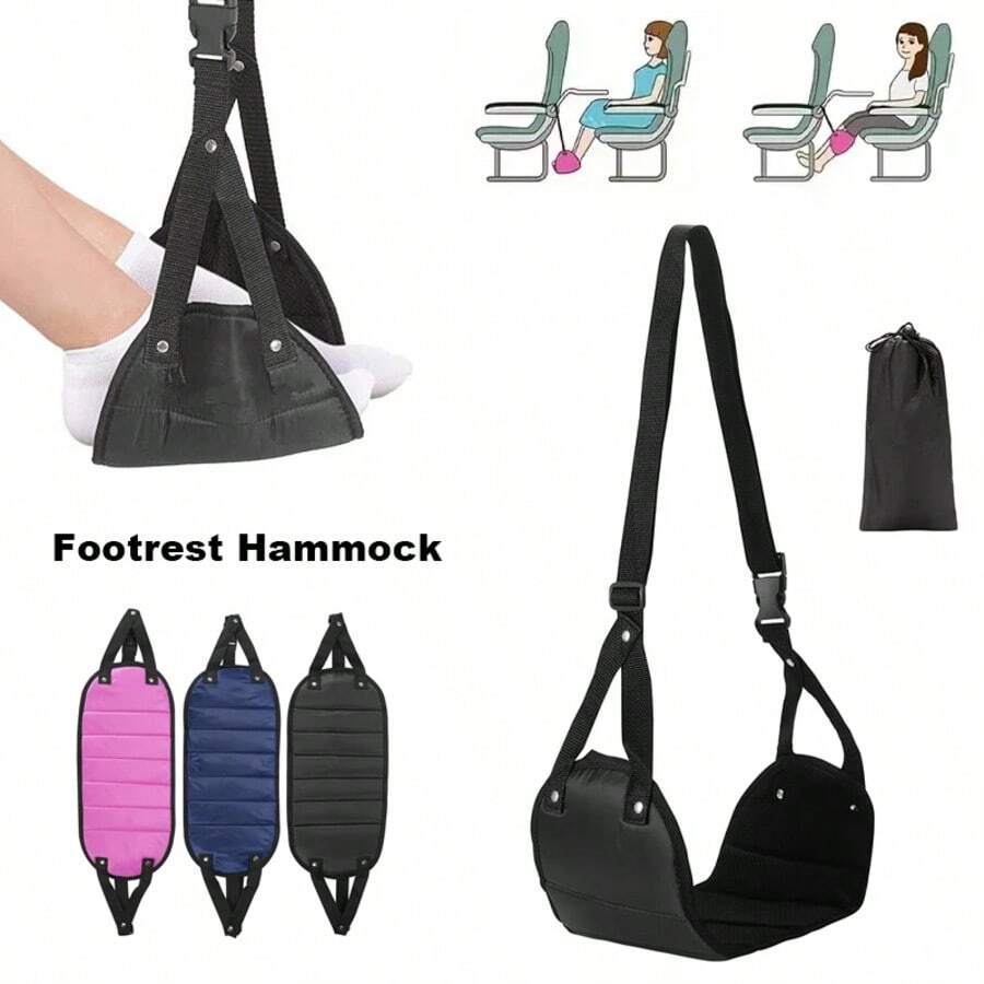 Portable Adjustable Footrest Hammock For Airplane Travel Long Flight ...