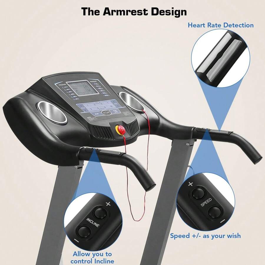 Power Treadmill With Auto Incline Folding Treadmill 12% Incline 2.5 ...