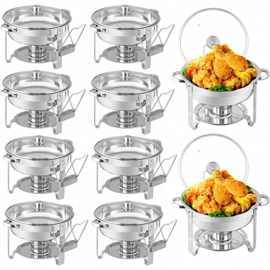 Chafing Dishes For Buffet 10 Pack, 5qt Stainless Steel Chafing Dish Buffet Set, Chafers And ...