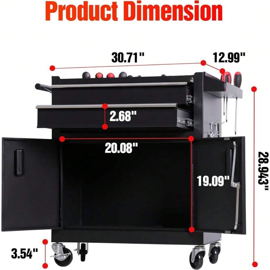 Tool Chest Heavy Duty Cart Steel Rolling Tool Box With Lockable Doors ...