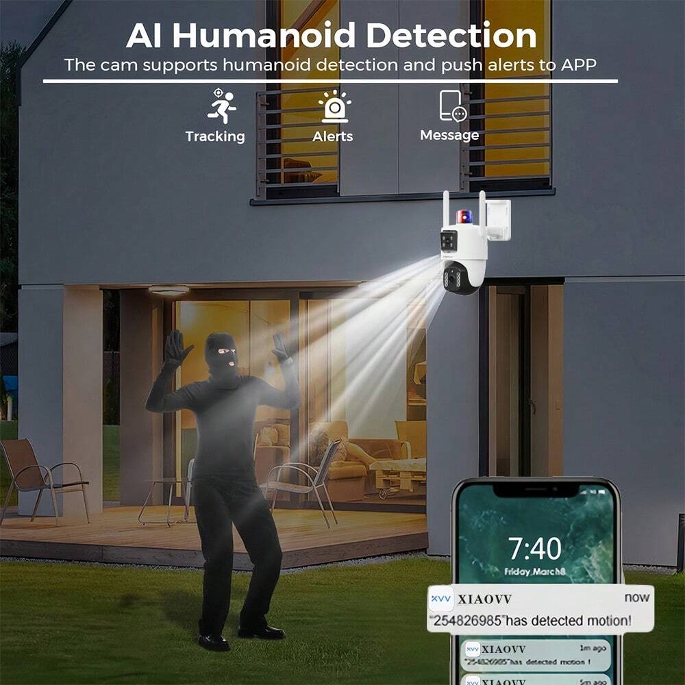 Caméra IP 4G double objectif WiFi 8MP 4K Caméras de surveillance sans ...