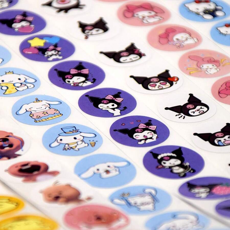 Sanrio 500pcs/Roll Sanrio Kawaii Stickers, Hello Kitty Melody Kuromi ...