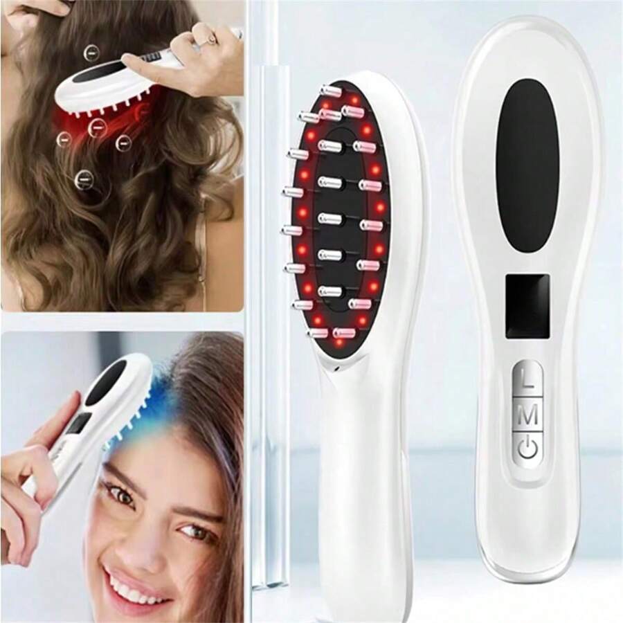 Electric Micro Current Scalp Care Ems Led Hair Brush Red Light Ionic ...