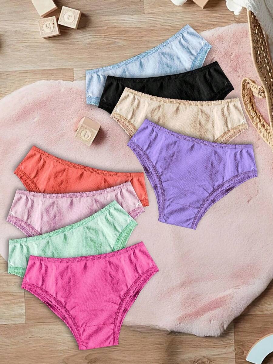 Children's Plain Basic Panties For Women Thong Model Various Colors Elastic Waistband School ...