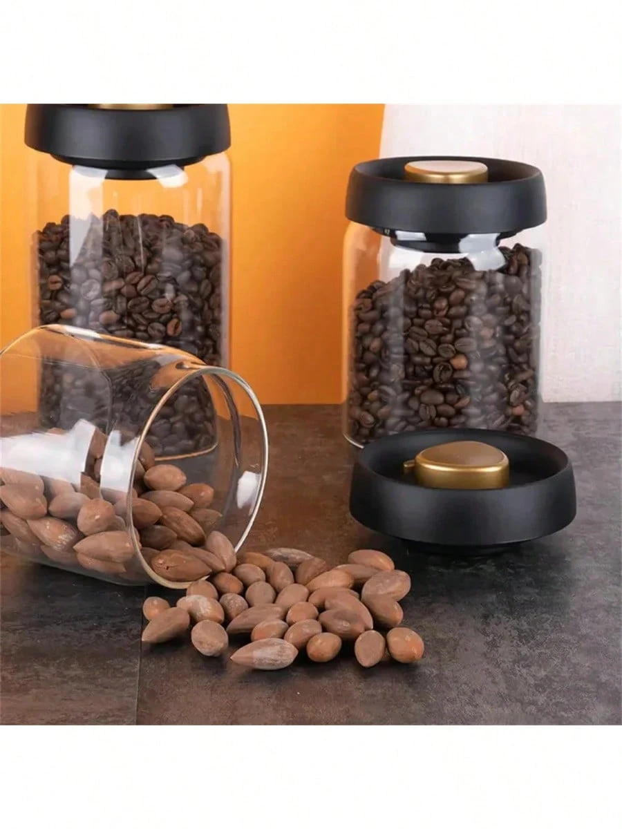Coffee Beans Vacuum Sealed Tank Transparent Glass Food Storage Jars ...
