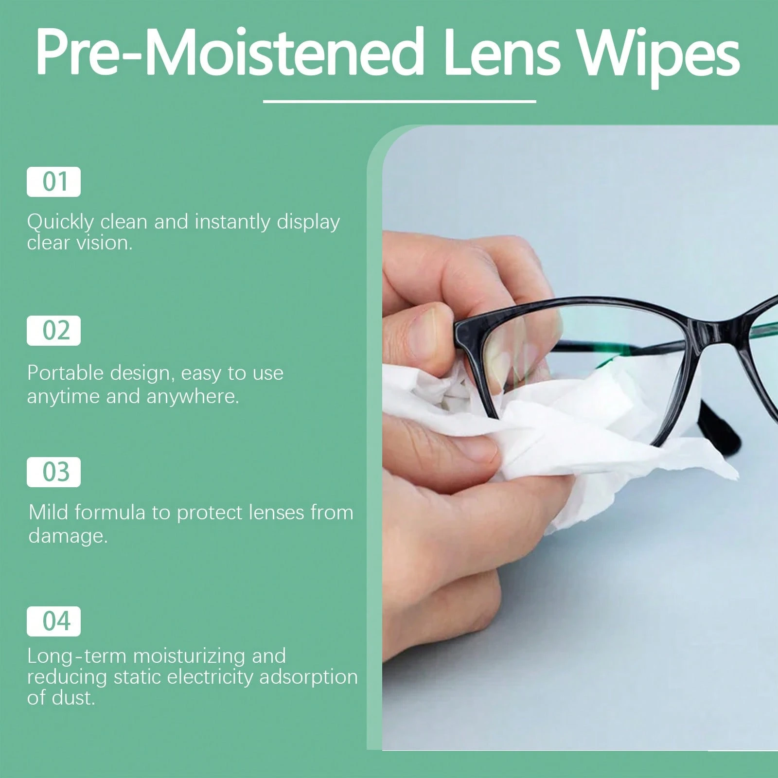 Lens Cleaning Wet Wipes, Individual Packaged Glasses & Screen Cleaning ...