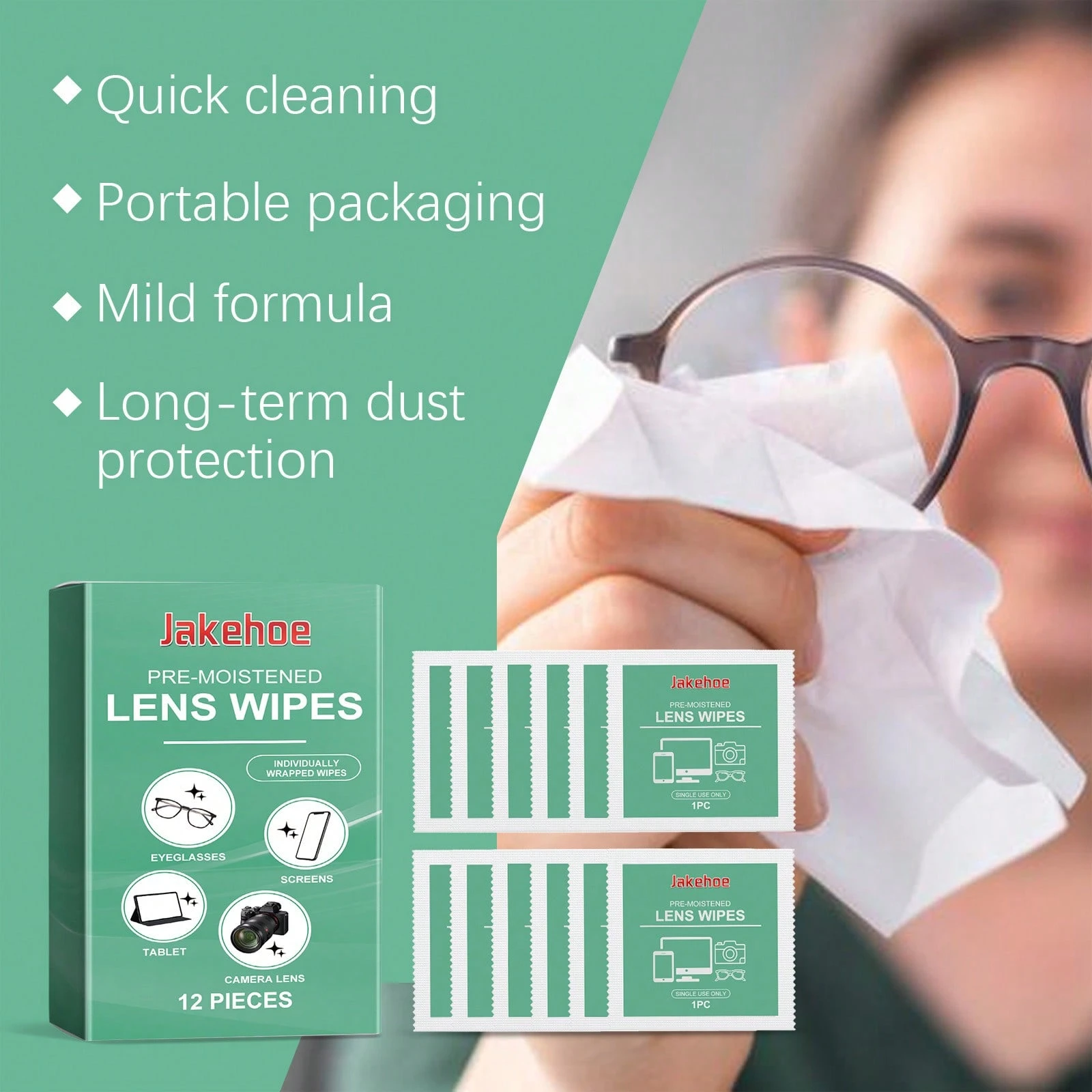 Lens Cleaning Wet Wipes, Individual Packaged Glasses & Screen Cleaning ...