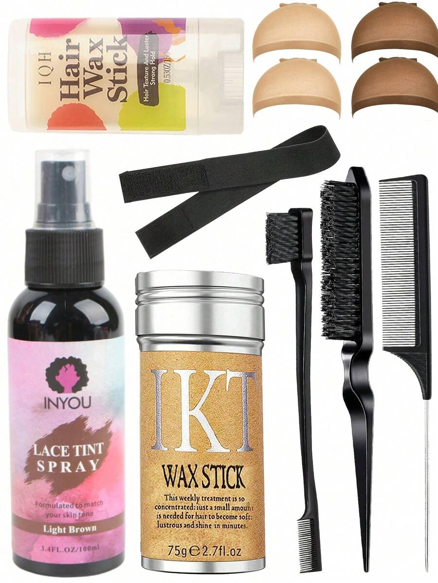 ikt 11 Pcs Hair Wax Kit, Waterproof Lace Wig Glue (Include Light Brown ...