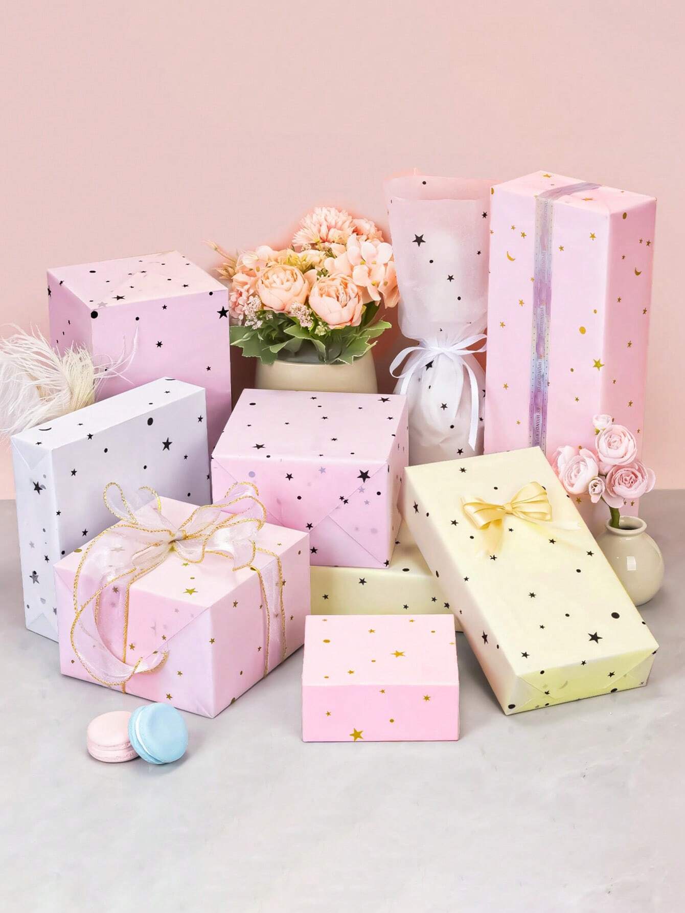 3pcs/Gift Wrapping Tissue Paper, Cute Star And Moon Tissue Paper For ...