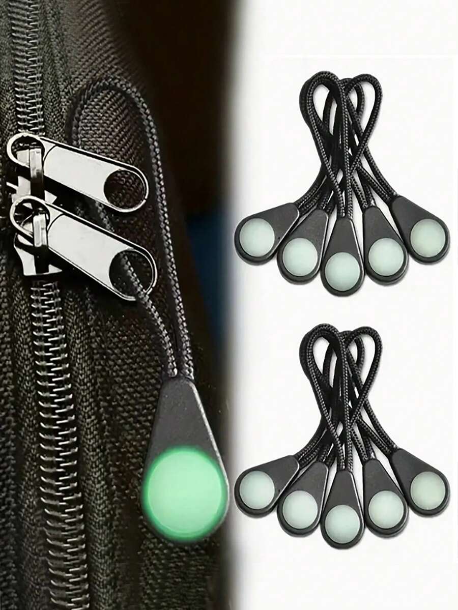 10pcs Luminous Bag Zipper Head, Self-Luminous Zipper Head Luminous PU ...