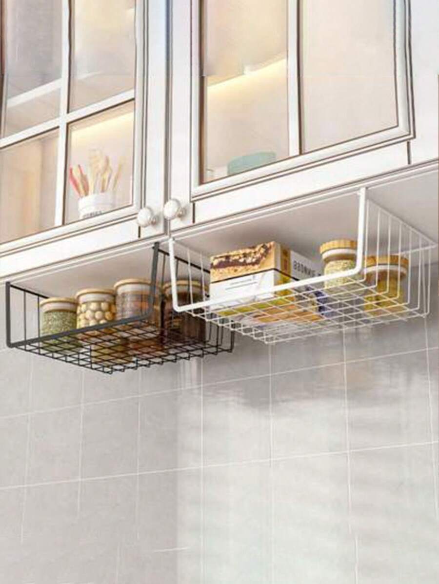 15.74 Inch Drill-Free Under Cabinet Storage Rack - Pull-Out Organizer ...