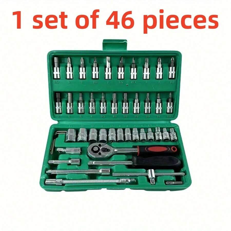 46pcs Socket Wrench Set, Socket Ratchet Wrench Tool Kit, Home Repair ...
