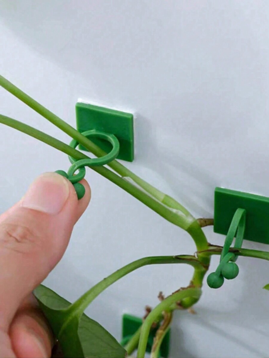 Climbing Plant Clip Set: Durable Plastic Garden Hooks, Green Plant Vine No-Drill Paste Fixation ...