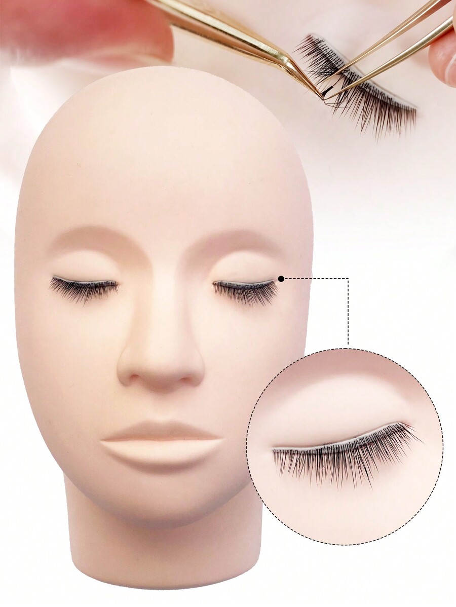 1 Piece 3 Layers Lashes Training Mannequin Head Doll Face Head For Practice Grafting Lash Makeup ...