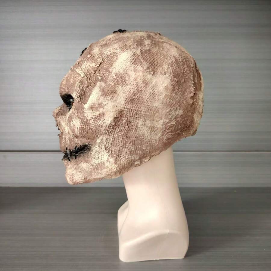 Burlap Sack Skull Horror Latex Skeleton Mask, Realistic Performance ...