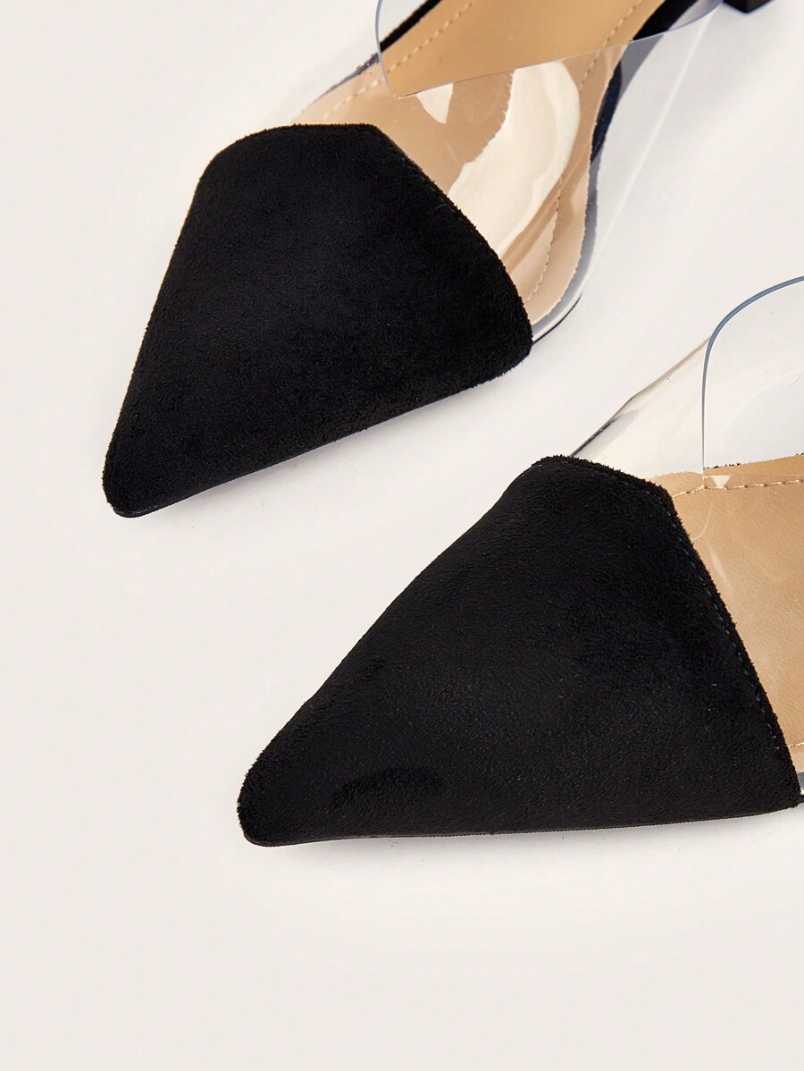 2024 Spring/Autumn Women's Pointed Toe Thin Heel Mules, Transparent ...