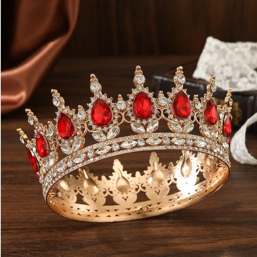 1pc/ Gold Drop Bridal Round Tiara, Suitable For Wedding Dress ...