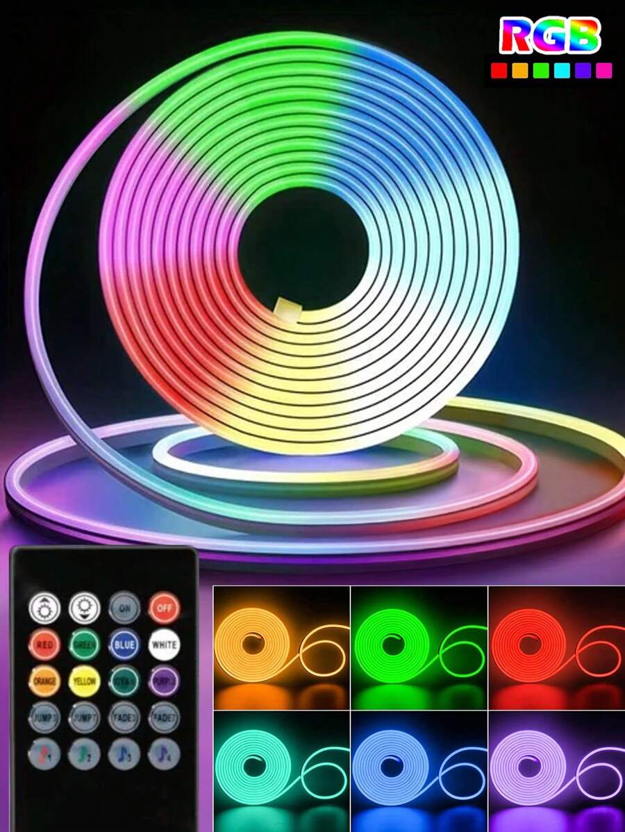 Acosh Neon Tiras de luces LED impermeables, luces LED RGB que cambian ...