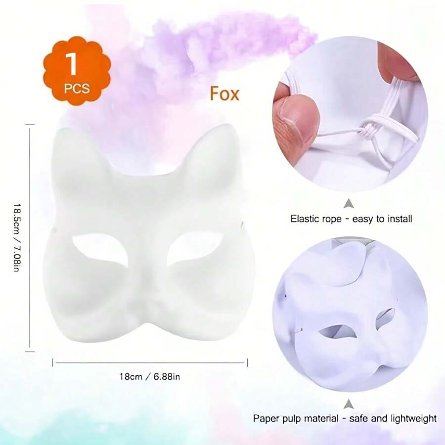 DIY White Paper Fox Mask Fox Blank Animal Dress Up Mask Plain ...