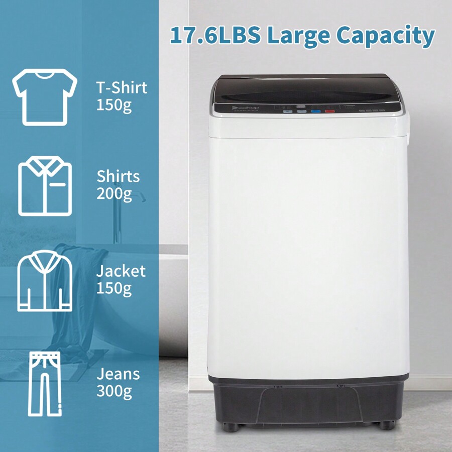 Full-Automatic Washing Machine Top Load Portable Compact Laundry Washer ...