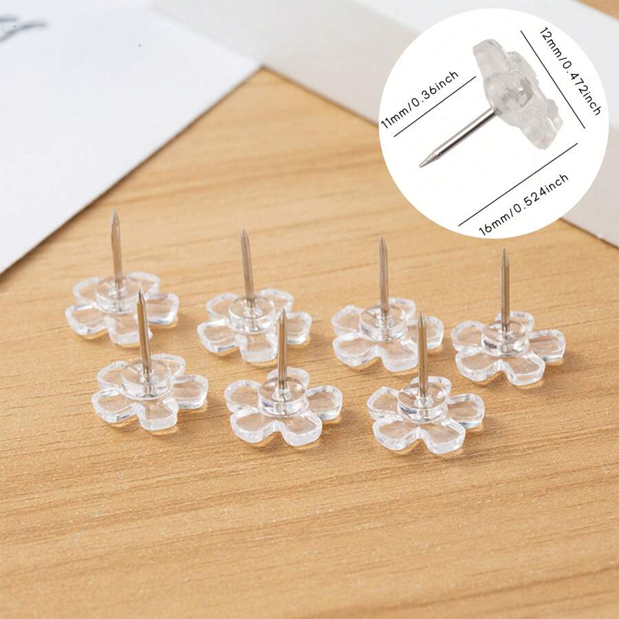 200pcs Transparent Thumbtack Art Student Painting Large Extension ...