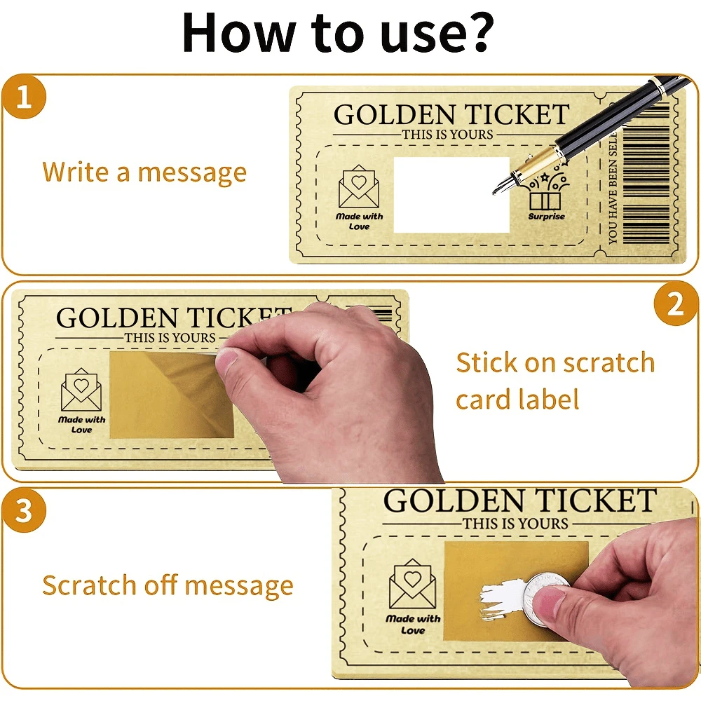 Golden Ticket Scratch-Off Cards With Envelopes, Scratch & Reveal ...