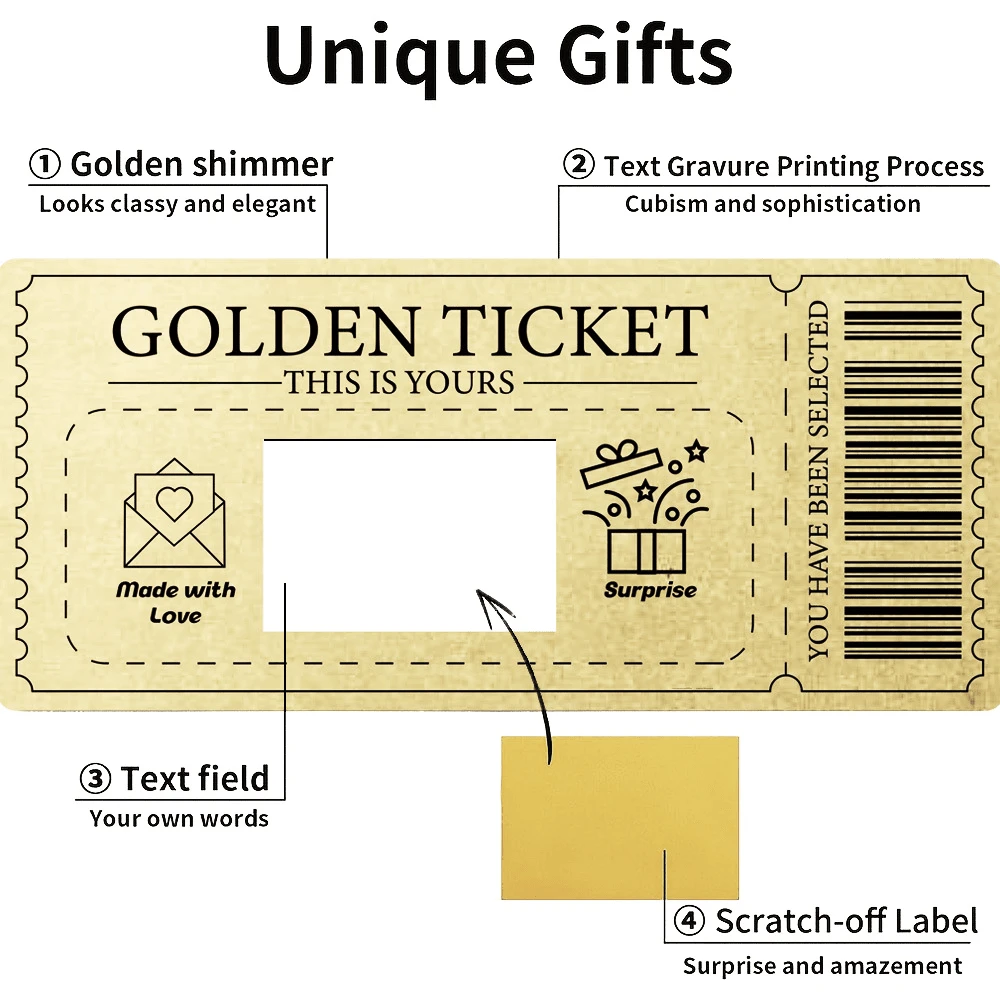 Golden Ticket Scratch-Off Cards With Envelopes, Scratch & Reveal ...