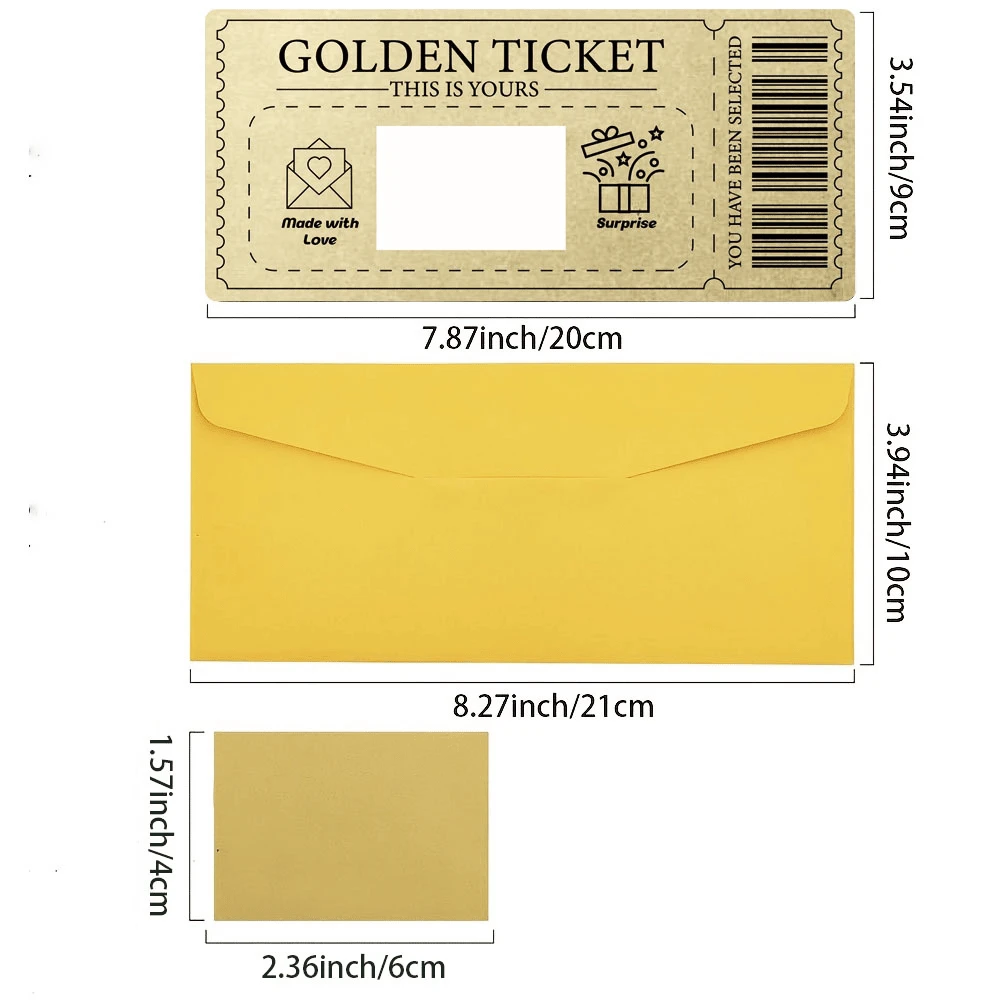 Golden Ticket Scratch-Off Cards With Envelopes, Scratch & Reveal ...
