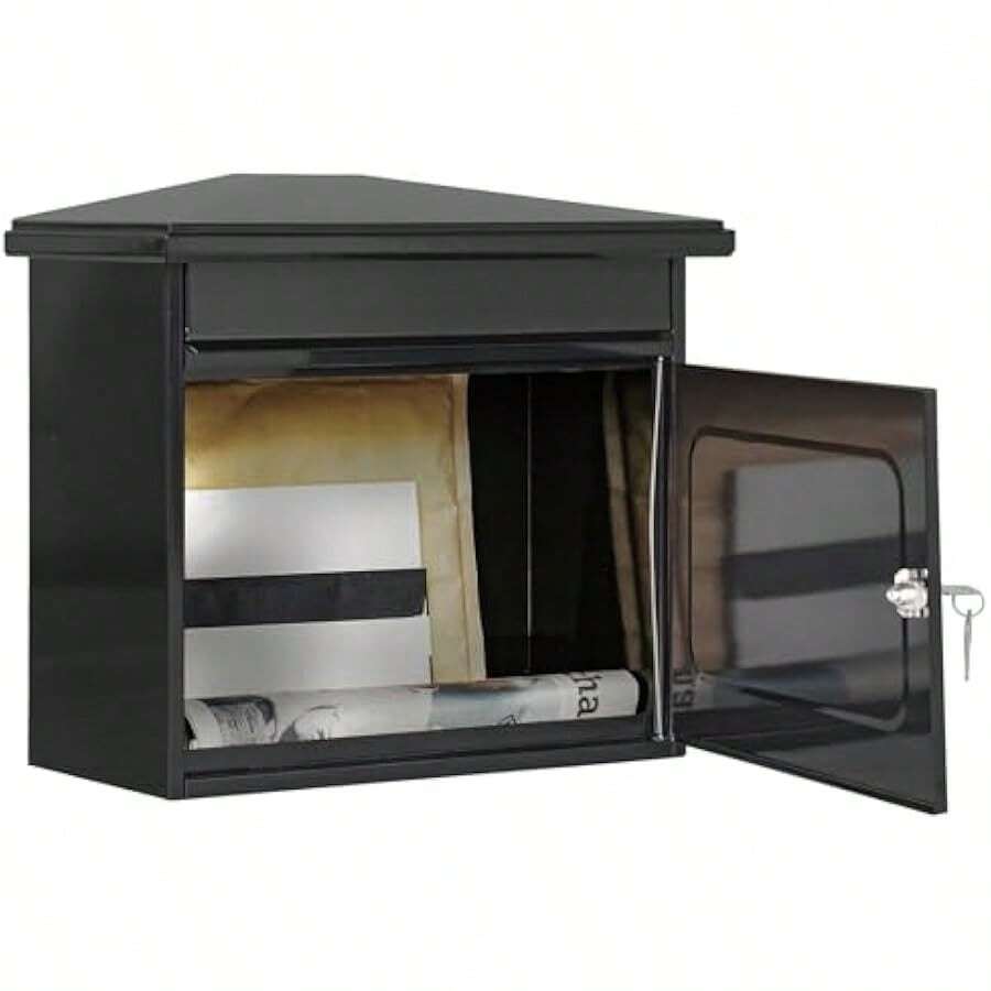 Worthersee Extra Large Steel Mail Box A4 Post Box Letter Box Black ...