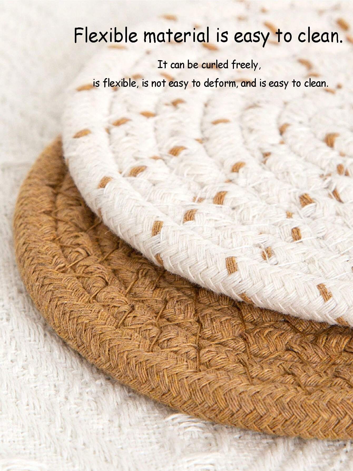 8pcs Coasters With Holder, Minimalist Woven Table Coasters, Heat ...