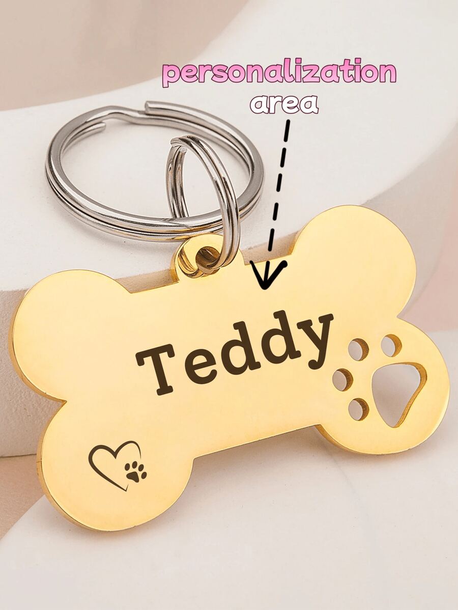 Gold Dog Tag - Dog Tags For Dogs Personalized - Bone Shaped Dog Tag ...
