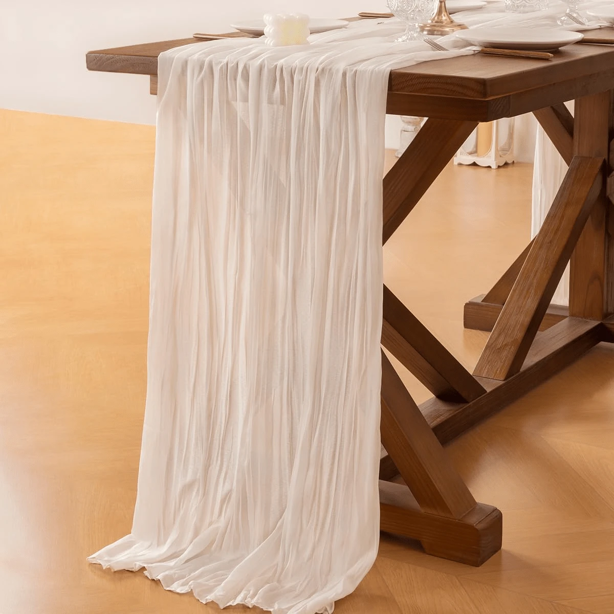 10 Pieces White Spring Easter Table Runner Cheesecloth Table Runner 120 ...