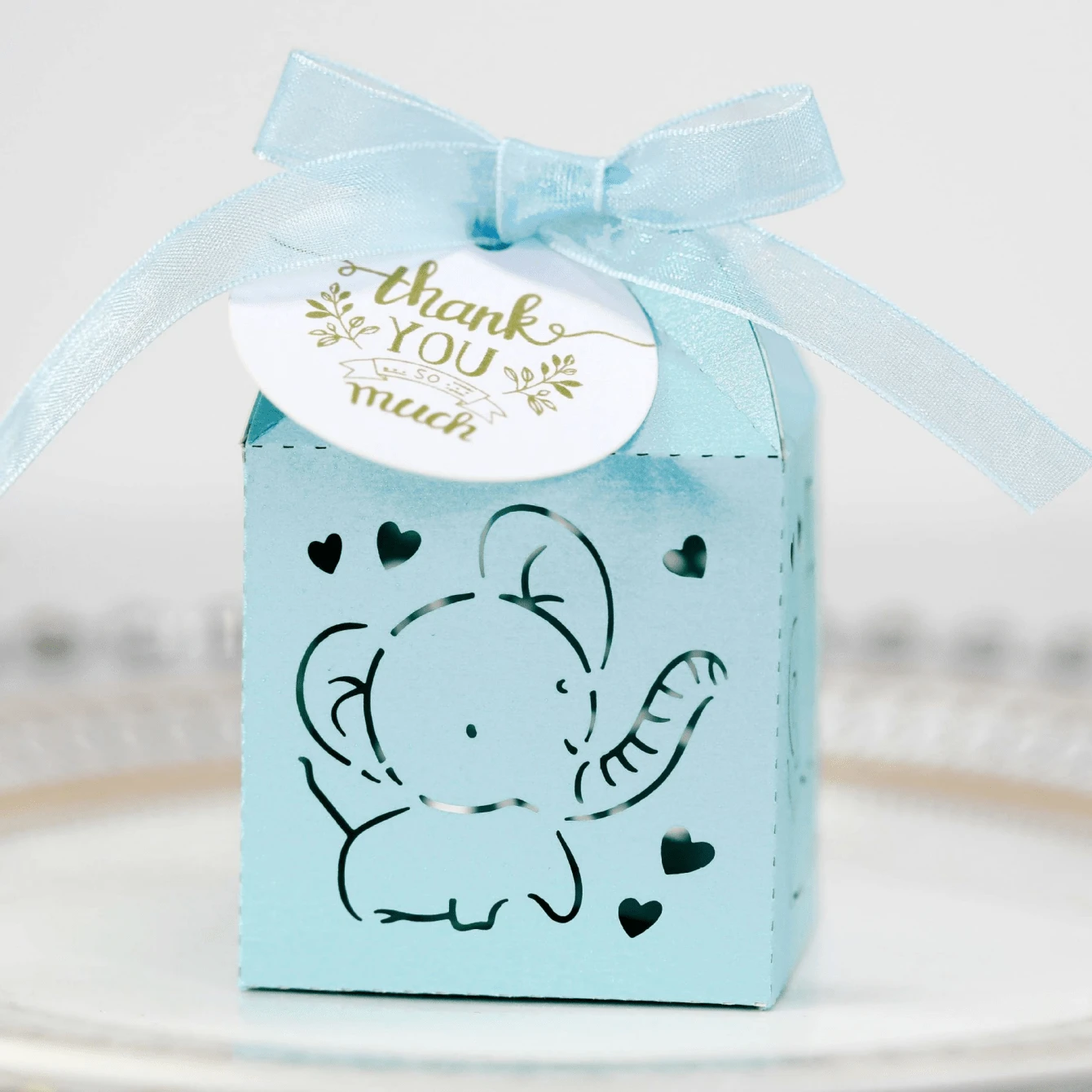 25pcs Elephant Pattern Pearlescent Paper Gift Boxes, 5*5*8cm, With ...