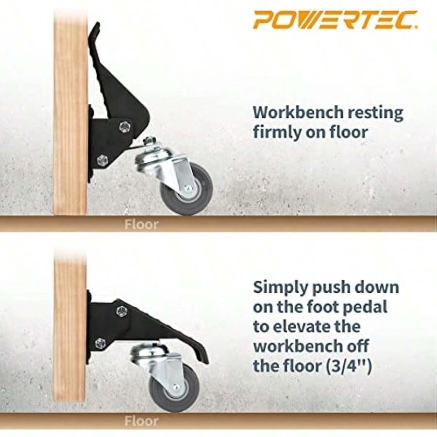 17002 Workbench Casters Quick-Release Plates 4 Sets Black Heavy Duty ...