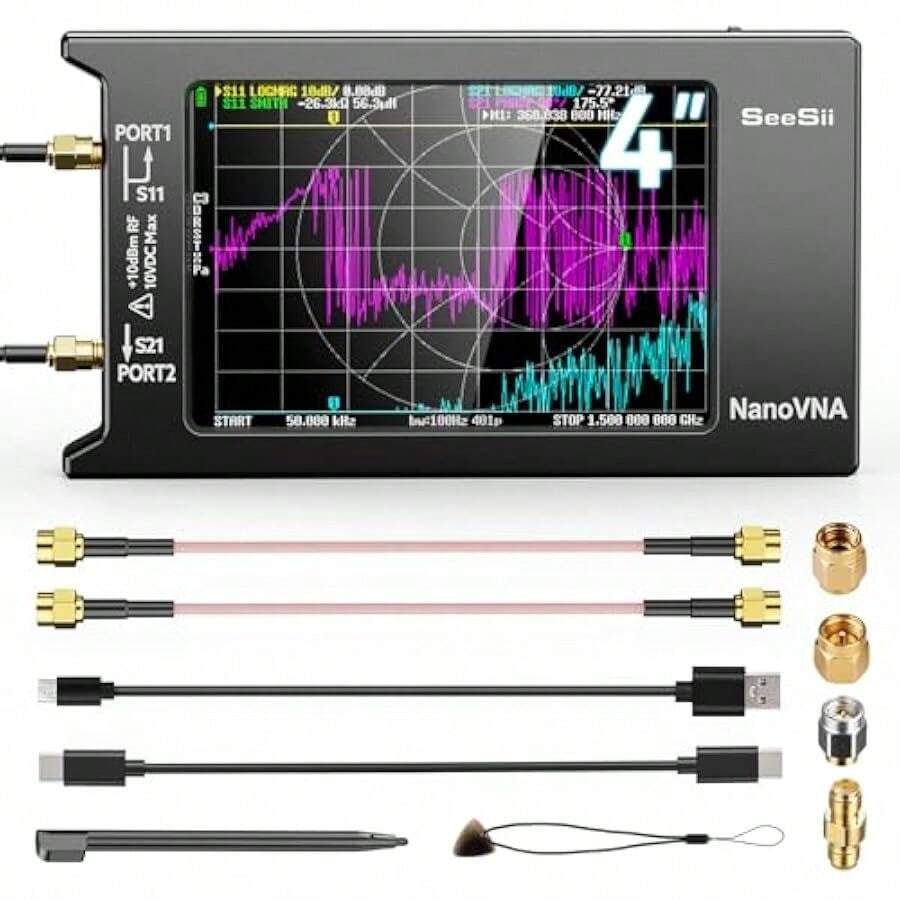 NanoVNA-H4 Vector Network Analyzer 10KHz-1.5GHz HF VHF UHF 4 Inch Touch ...