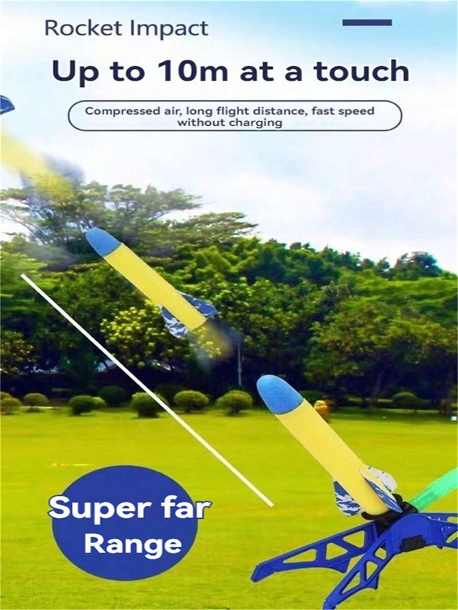 Kids Air Power Rocket Launcher Foam Shooting Rocket Toy With Stepping ...