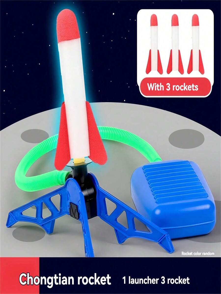 Kids Air Power Rocket Launcher Foam Shooting Rocket Toy With Stepping ...
