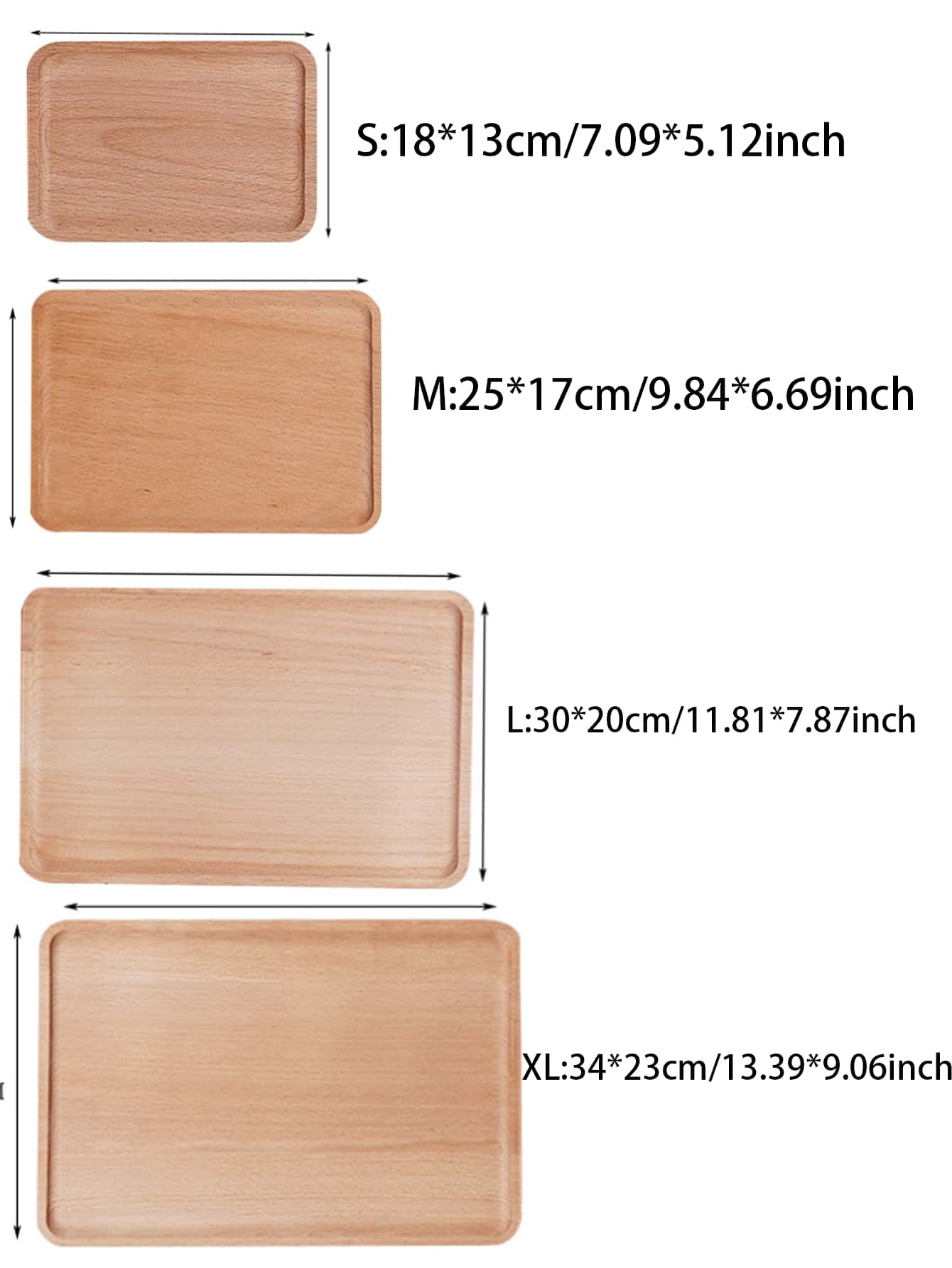 1pc Beech Wood Tray, Wooden Rectangular Wood Tray, Suitable For Home Decoration, Food ...