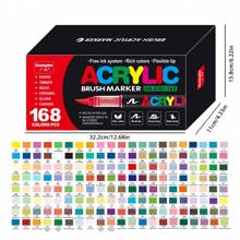GuangNa 168 Colors Acrylic Marker Pens, Soft Tip, No Pressure Required ...