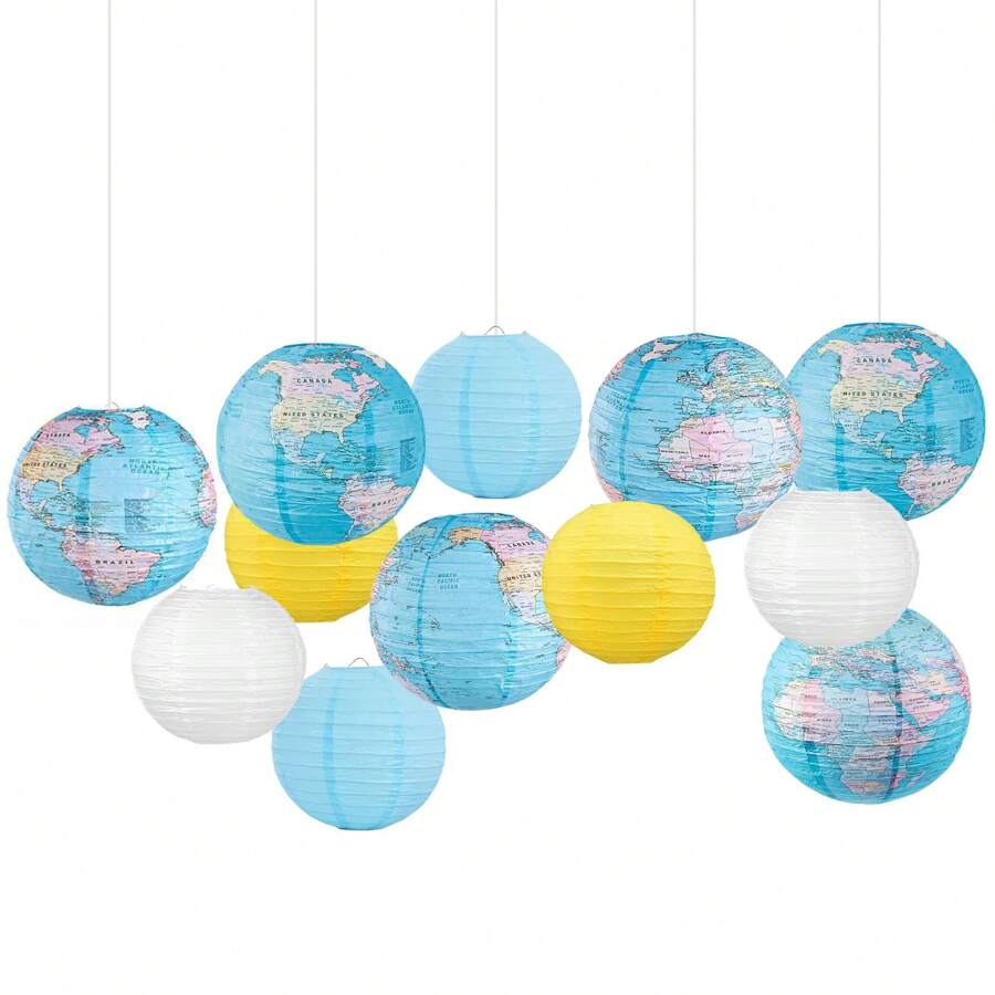 12pcs Decorations Paper Lanterns Globe Hanging Paper Lanterns Ceiling ...