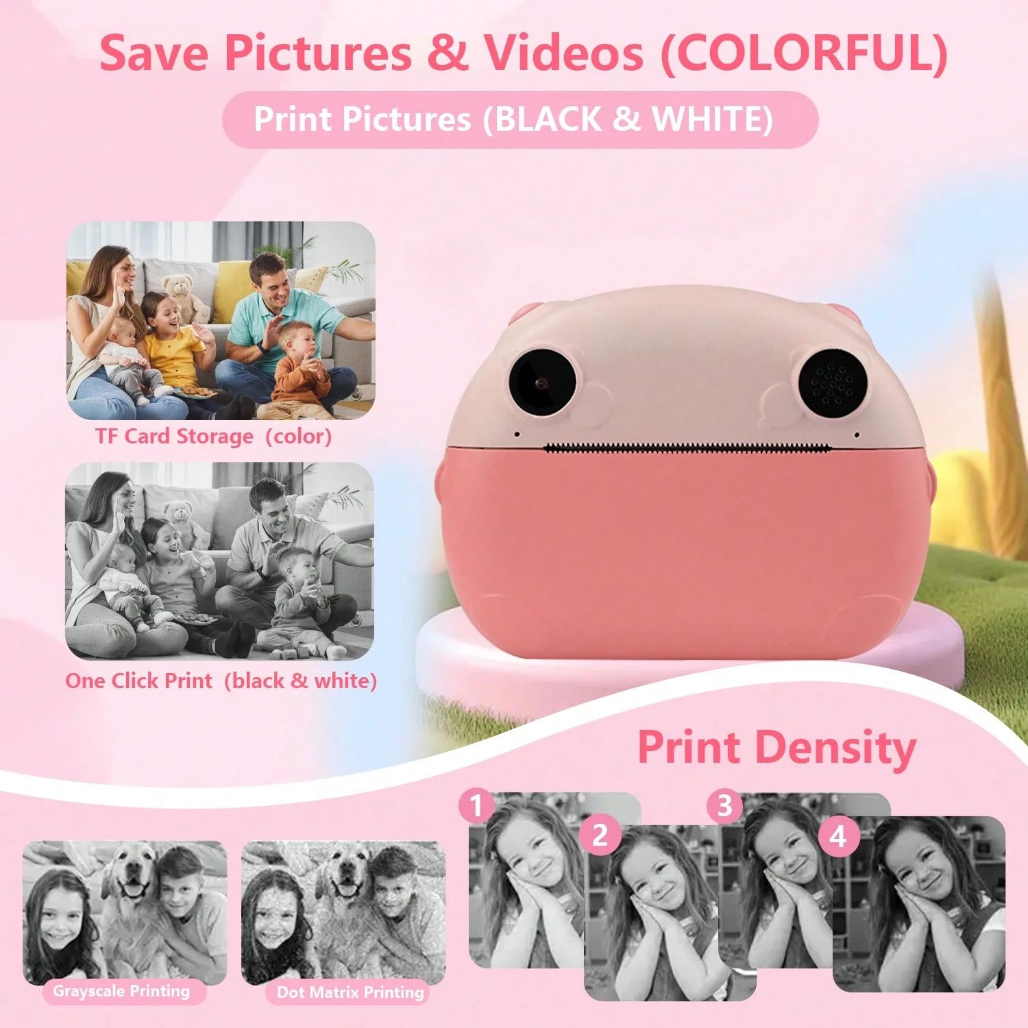 Fotocamera istantanea per bambini, che stampa foto, regalo di Natale e compleanno per ragazze e ...