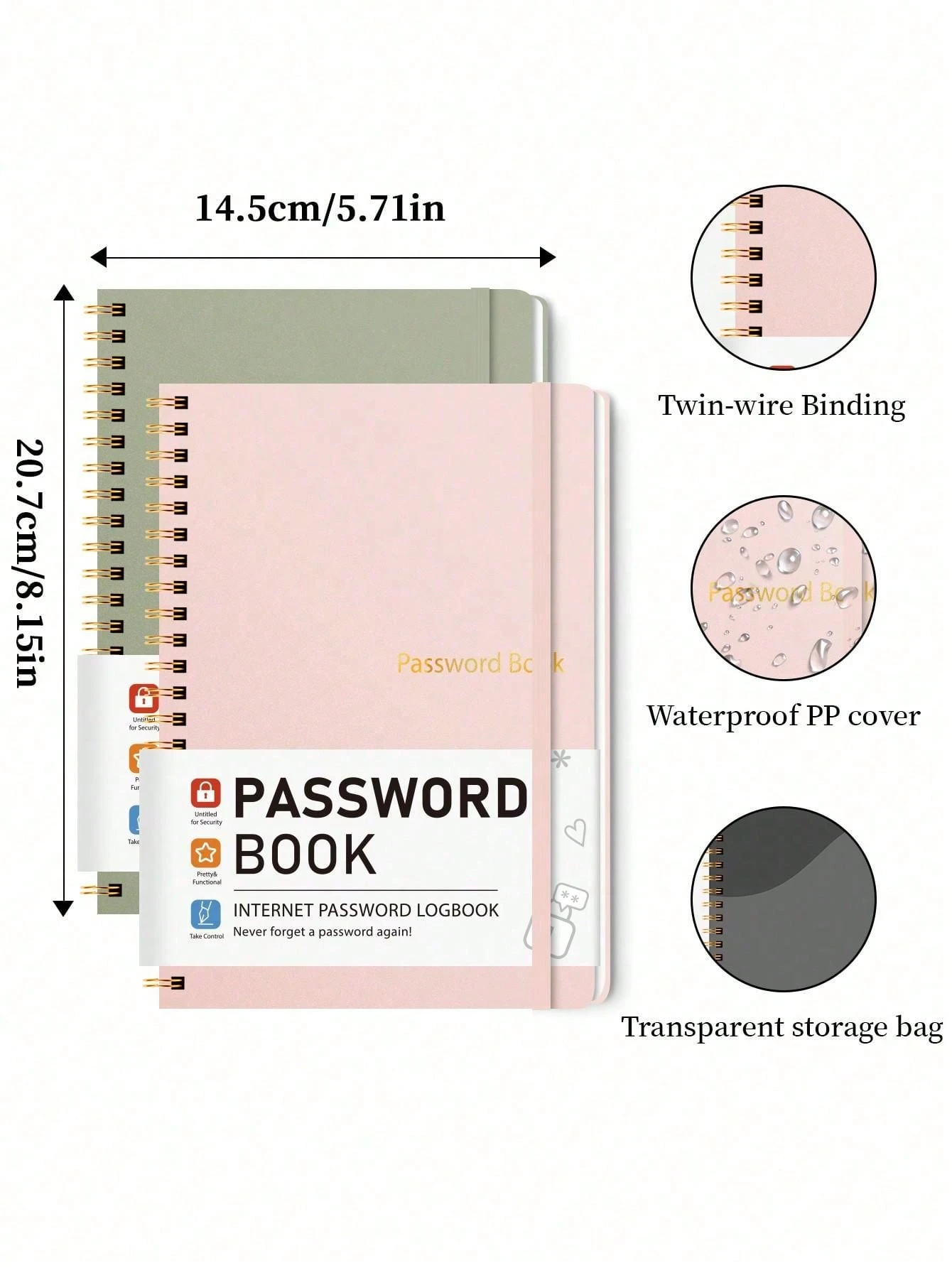 PVC Bound Password Logbook - Premium Password Manager, Quick Access To Usernames & Passwords For ...