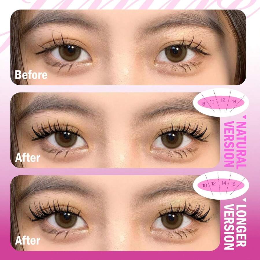 110pcs D-Curl Cat Eye Lash Clusters, Fine Lash Extensions, Left/Right ...