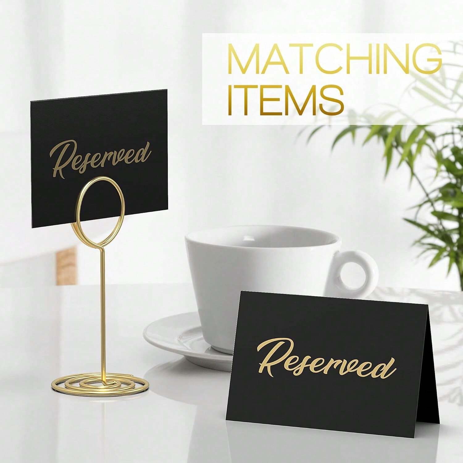 10 Pack Black And White Reserved Table Signs For Wedding With Gold Foil ...