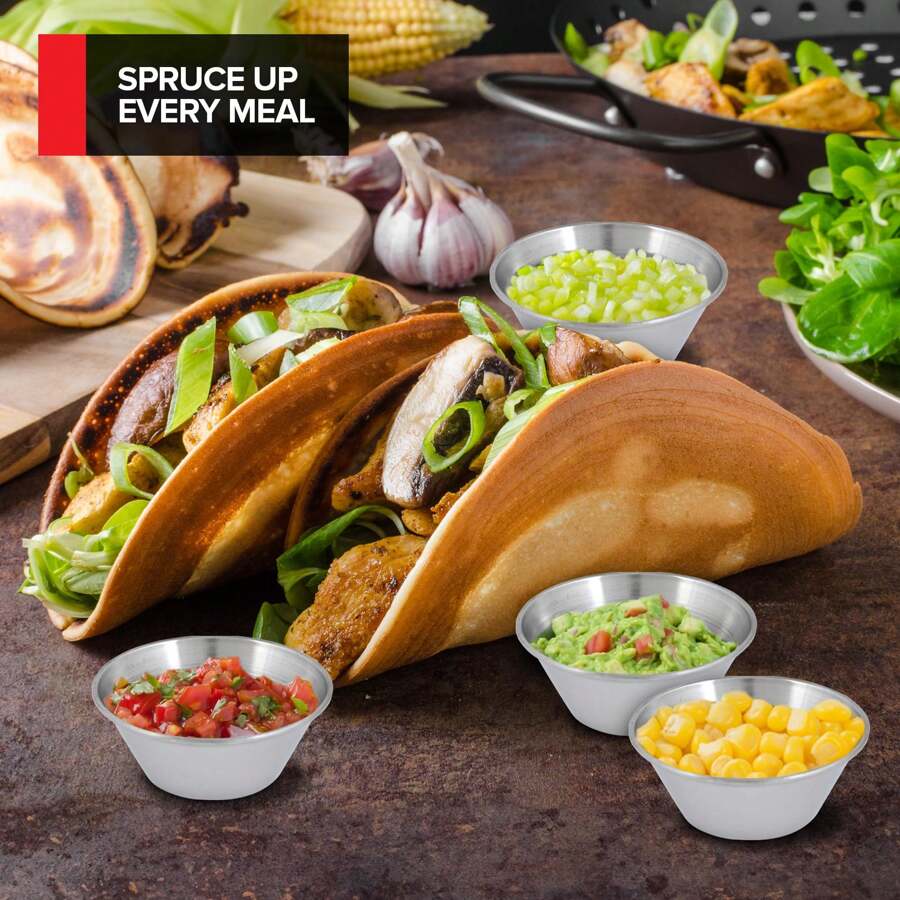 1.5 Oz Stainless Steel Condiment Cups, Individual Portion Dipping Sauce ...