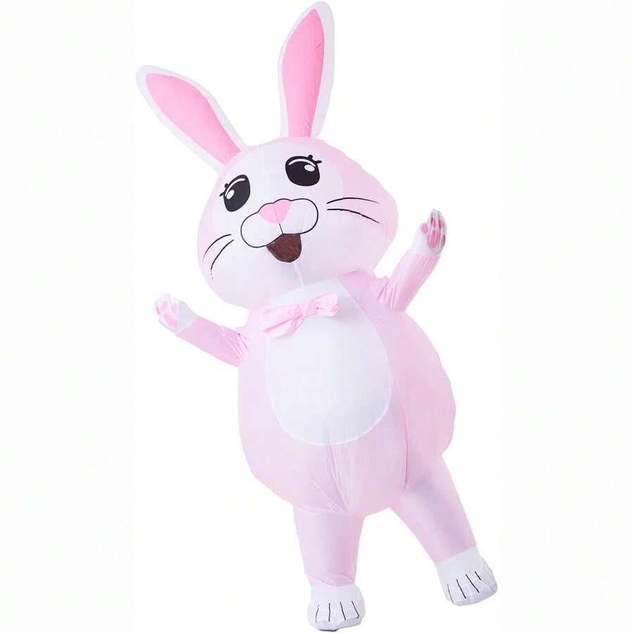 Easter Pink Bunny Inflatable Costume Full Body Easter Party Blow-Up ...