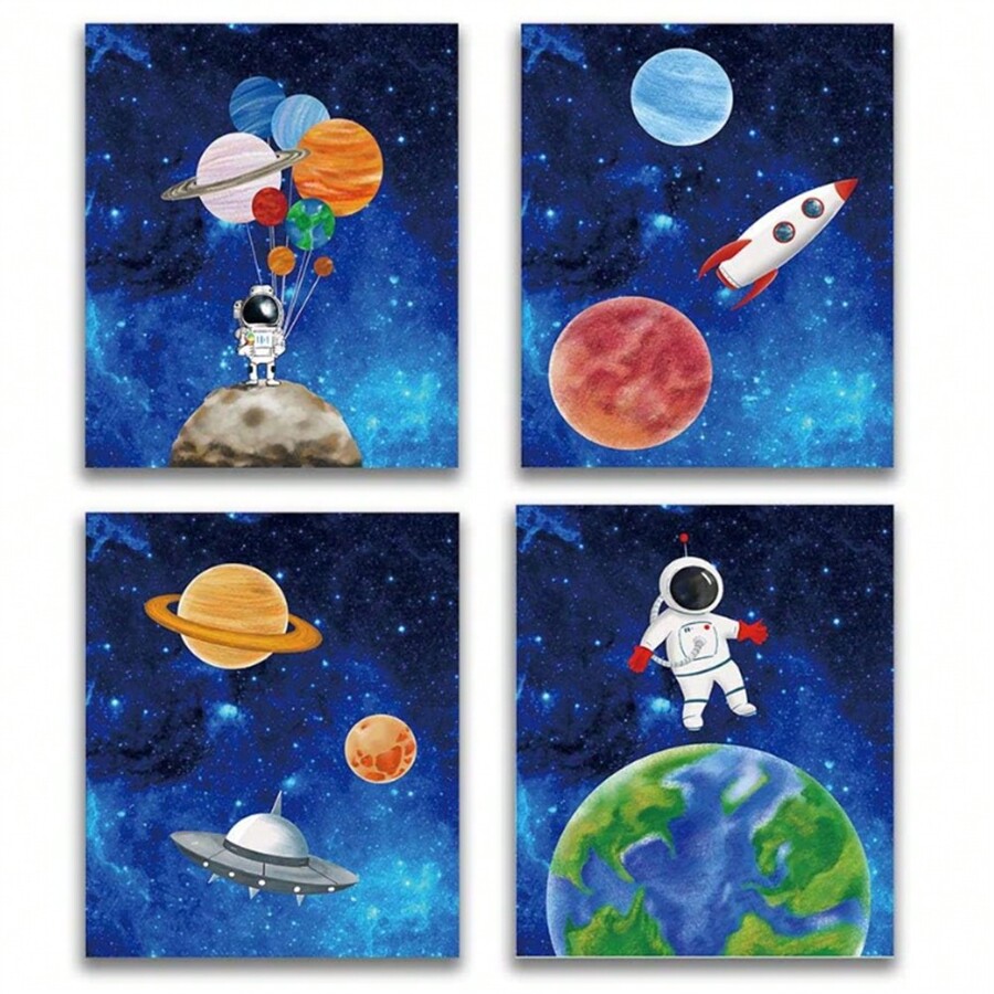 Starry Outer Space Art Print-Galaxy Planets Astronauts Space Themed ...